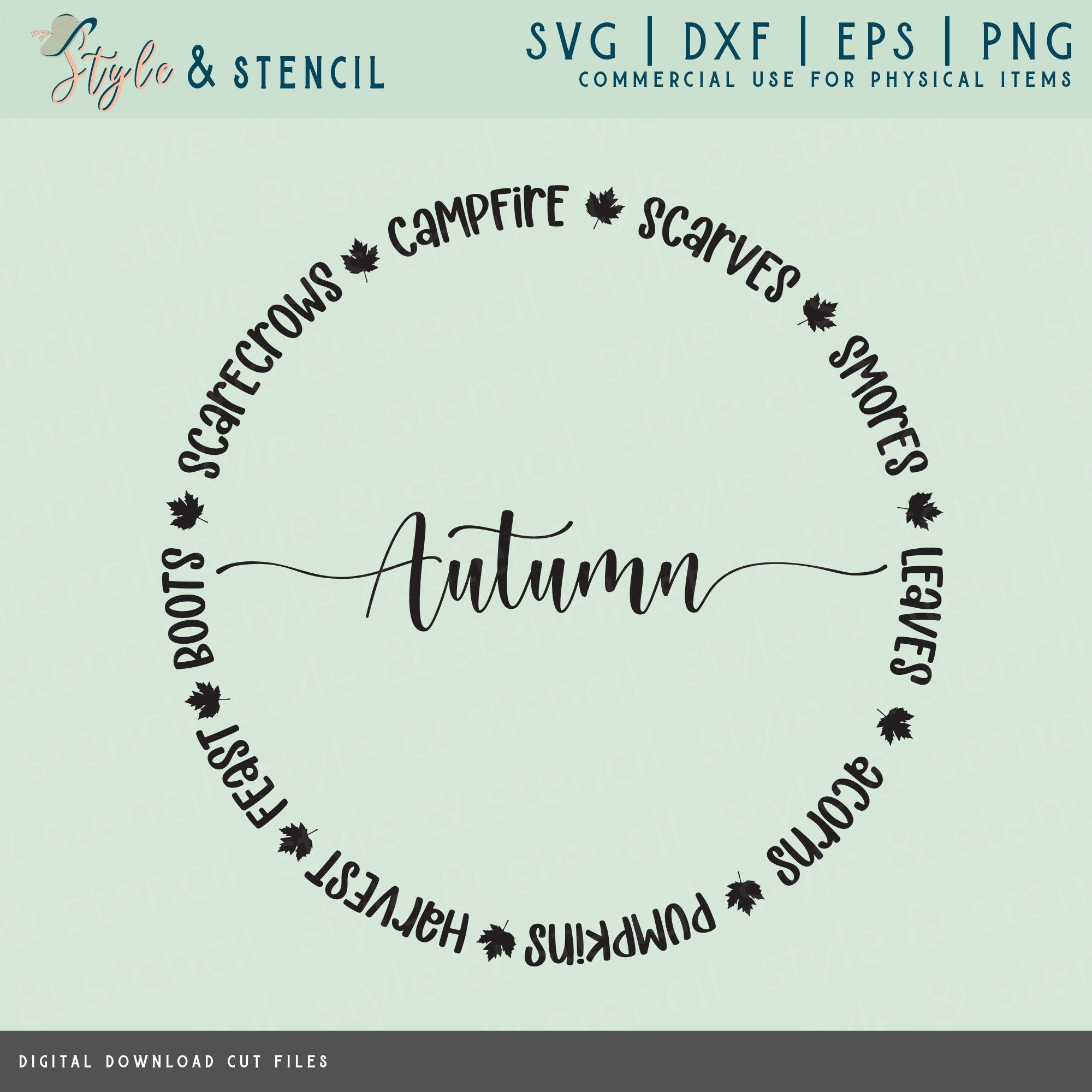 Autumn Circle SVG Fall Circle SVG Fall Circle Decal Fall - Etsy