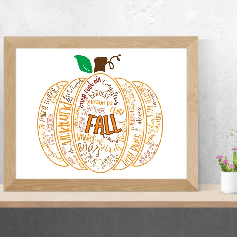 Fall Word Pumpkin SVG Fall Words SVG Fall Word Art Fall - Etsy