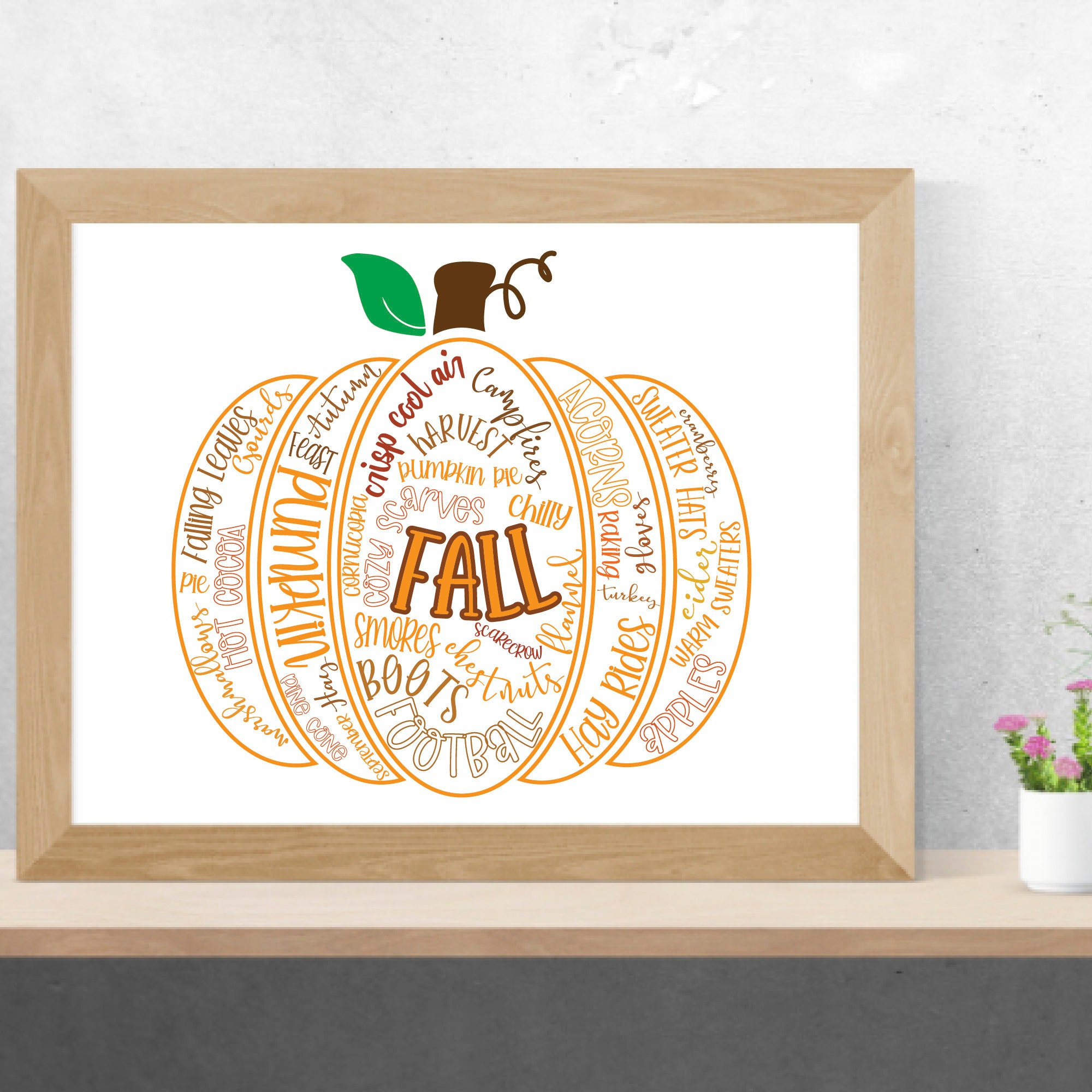 Fall Word Pumpkin SVG Fall Words SVG Fall Word Art Fall - Etsy