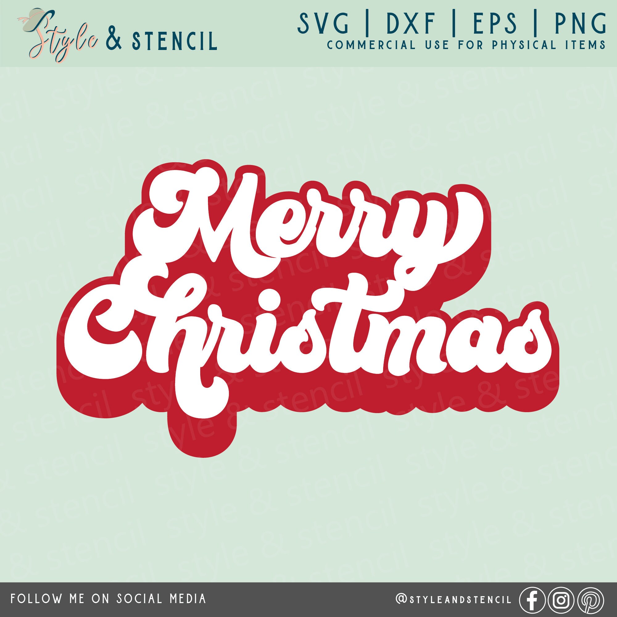 Merry Christmas SVG Christmas SVG Retro Font Merry - Etsy
