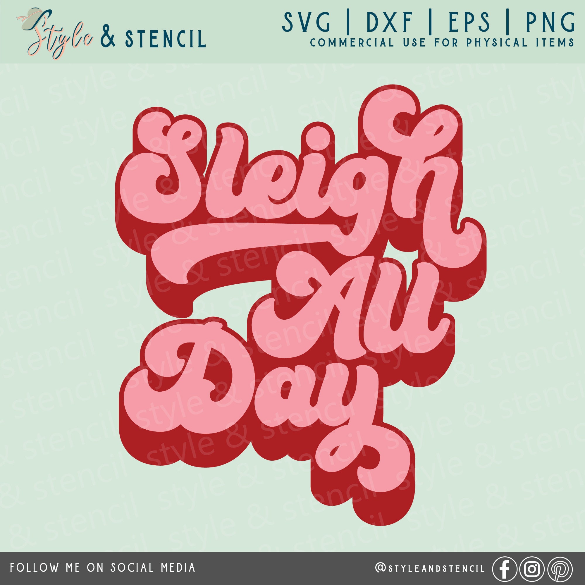 Sleigh All Day SVG Retro Christmas Decor Sleigh All Day - Etsy