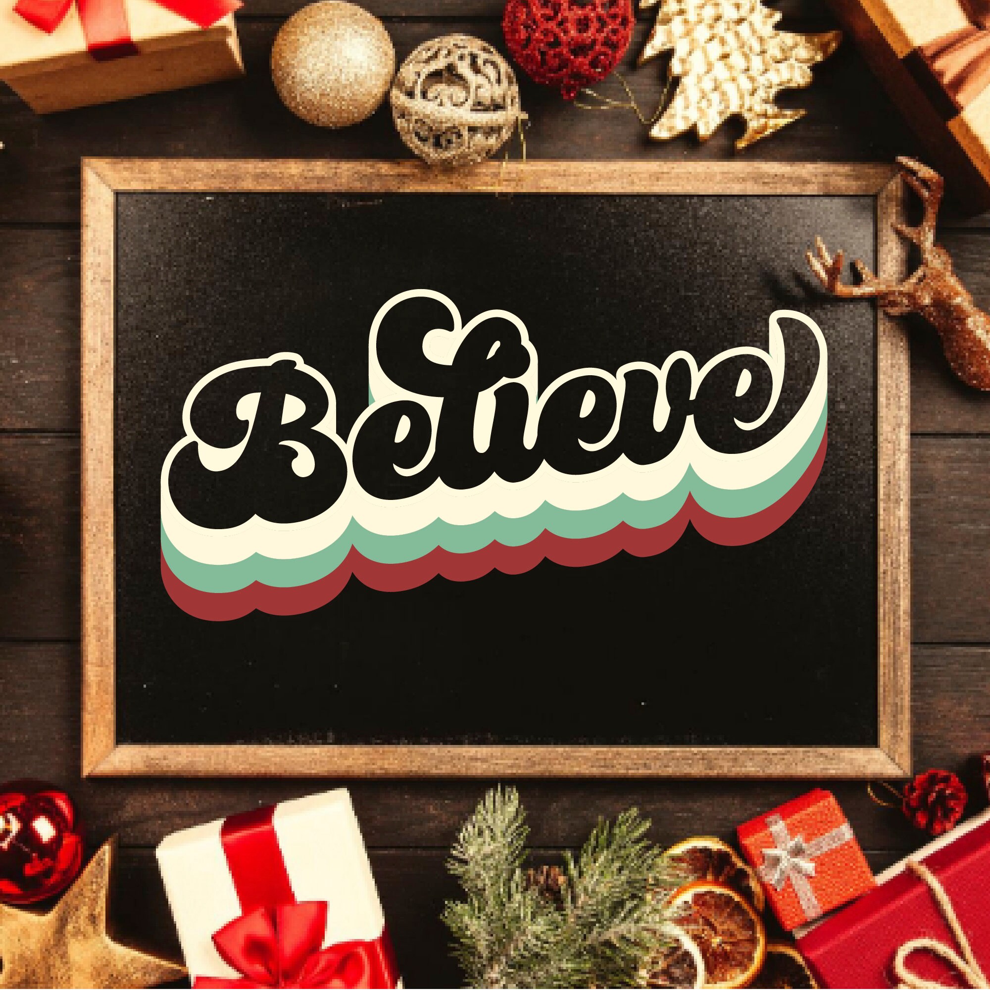 Believe SVG Christmas SVG Retro Christmas SVG Retro Font | Etsy