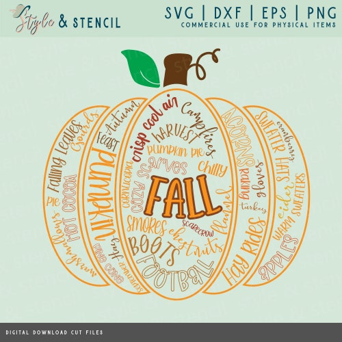 Fall Word Pumpkin SVG Fall Words SVG Fall Word Art Fall - Etsy