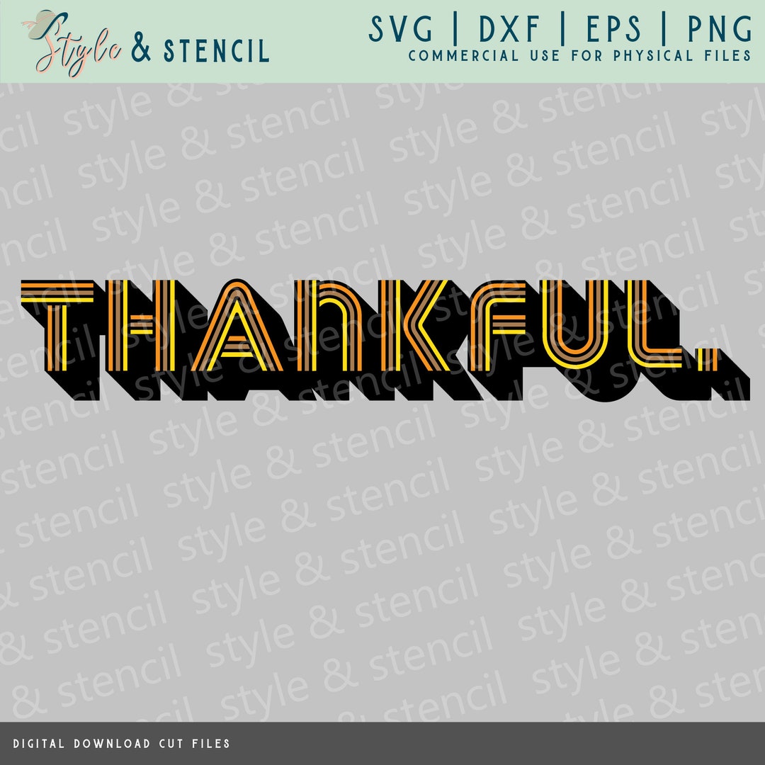 Thankful SVG File – Retro Font, Fall Design (digital Download) - Etsy