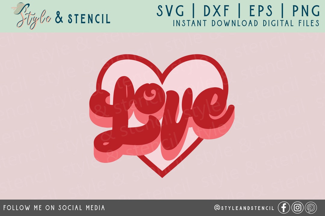 Retro Love Heart SVG – Valentine's Day Design (digital Download) - Etsy