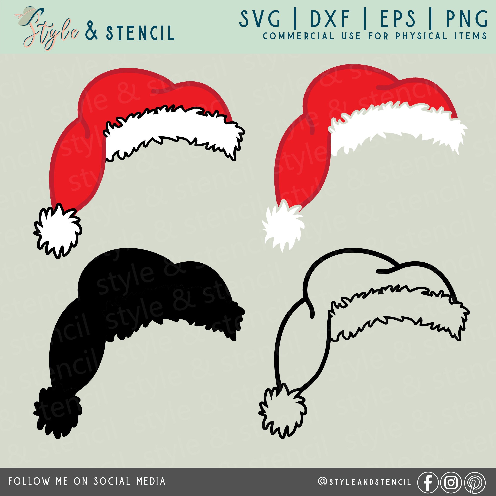 Santa Hat SVG – Christmas Clipart, Cricut & Silhouette (digital ...