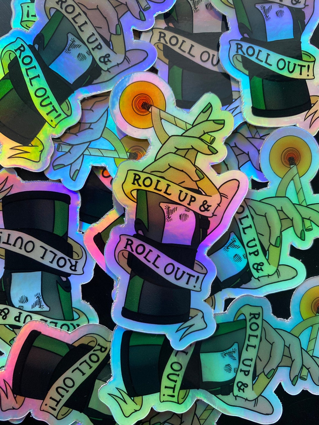 Roll up and Roll Out Holographic Sticker With Skate Wrist Guard for ...