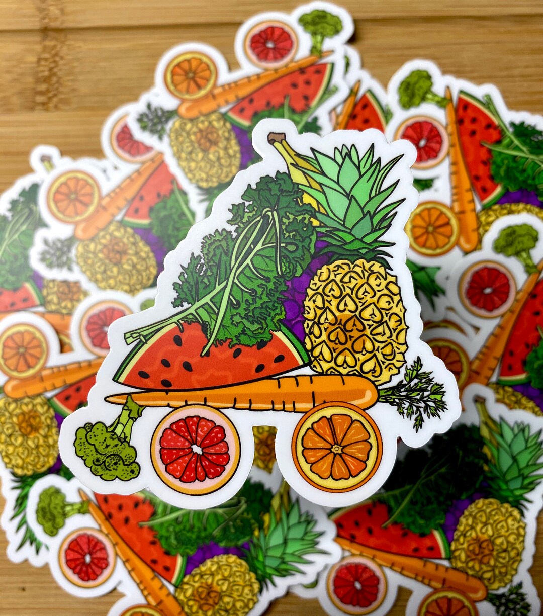 Fruity Roller Skate Sticker Vegan Plant Based Cute Skater Accessory - Etsy