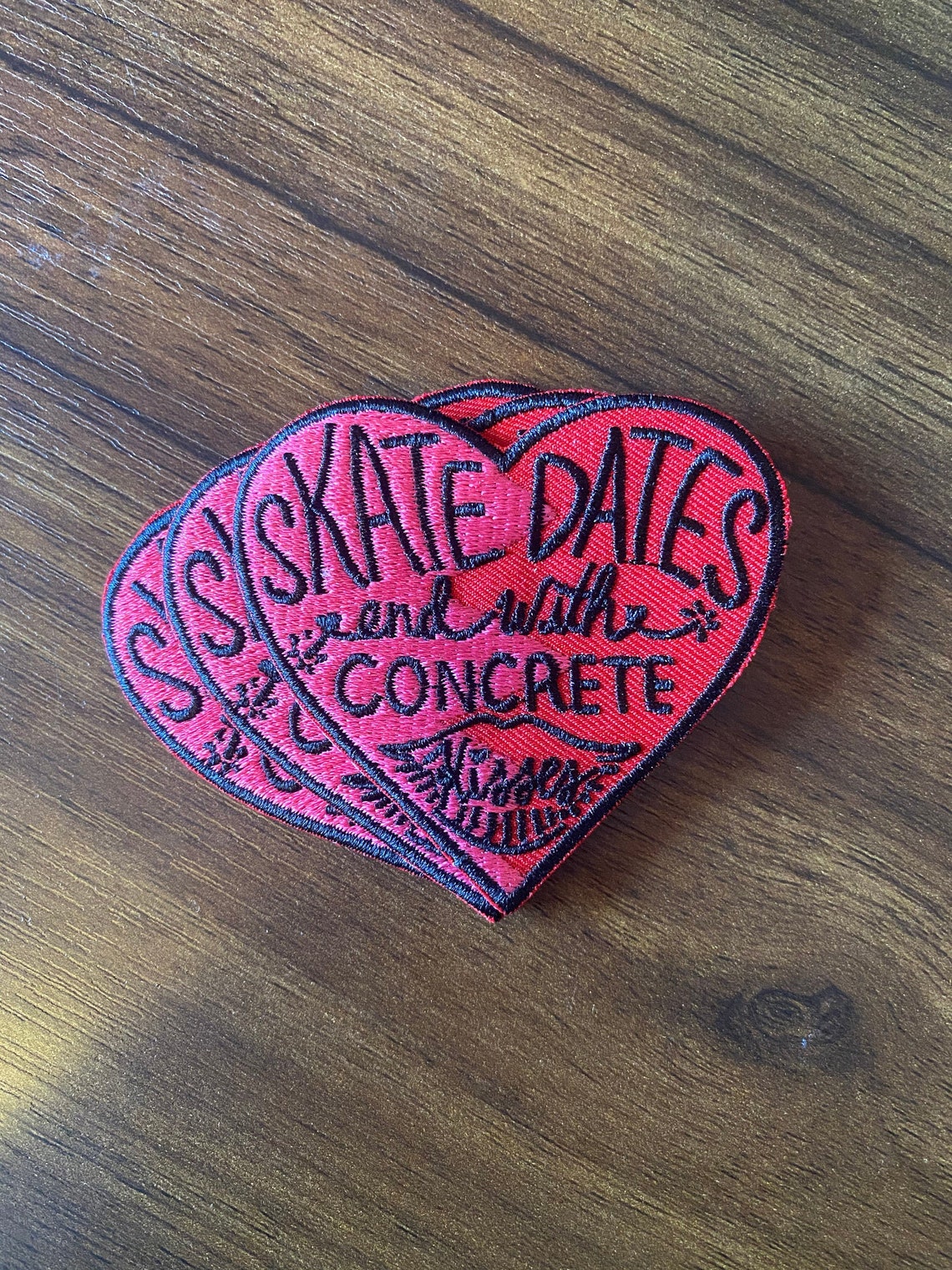 Heart Roller Skate Patch Iron-on “skate Dates End With Concrete Kisses ...
