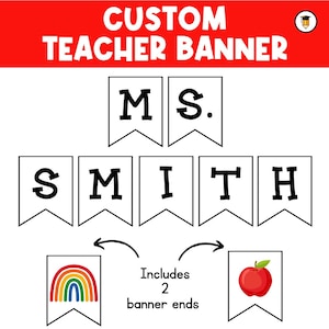 PRINTABLE Custom Teacher Name Banner | Printable Banner | Teacher ...