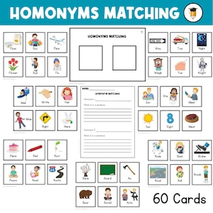 HOMONYMS MATCHING | Vocabulary Curriculum | Parts of Speech | Grade 4 ...