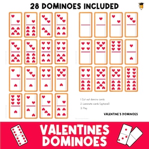 PRINTABLE DOMINOES | Valentine's Day | Games | Busy Book | Printables ...