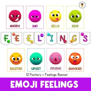 12 Emoji Feelings Posters and Banners | Emotions | Picture Cards ...