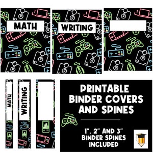 GAMER Binder Cover and Spine | Binder Cover for Kids | Back to School ...