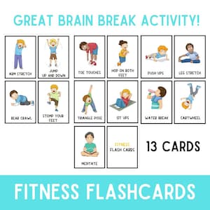 Fitness Flashcards | Kids Exercises | Flash Cards for Kids | Yoga ...