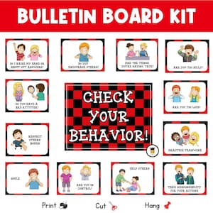 PHYSICAL COPY: Check Your Behavior | Checkers Themed | Bulletin Board ...