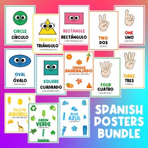 Spanish Posters | Numbers 1 to 10 | Colors | Shapes | Preschool ...