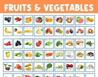 Spanish Flashcards Fruits and Vegetables Preschool Flash | Etsy