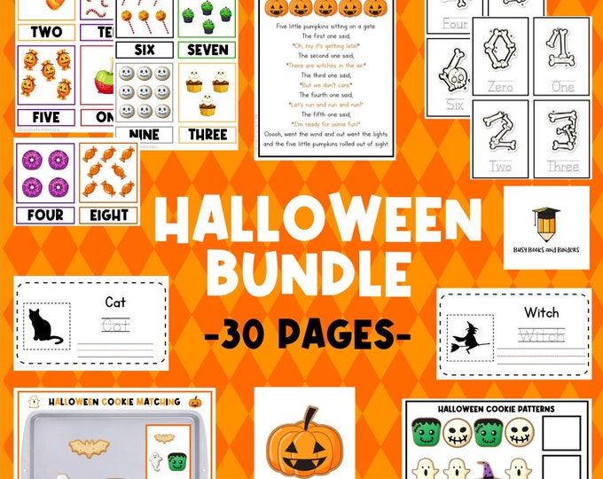 Five Little Pumpkins Song: Number Rhyme Stick Puppets (digital Download ...
