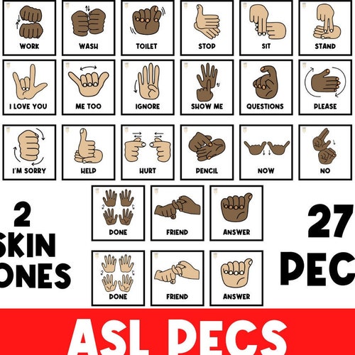 ASL FLASHCARDS Hand Signs Sign Language Flashcards - Etsy