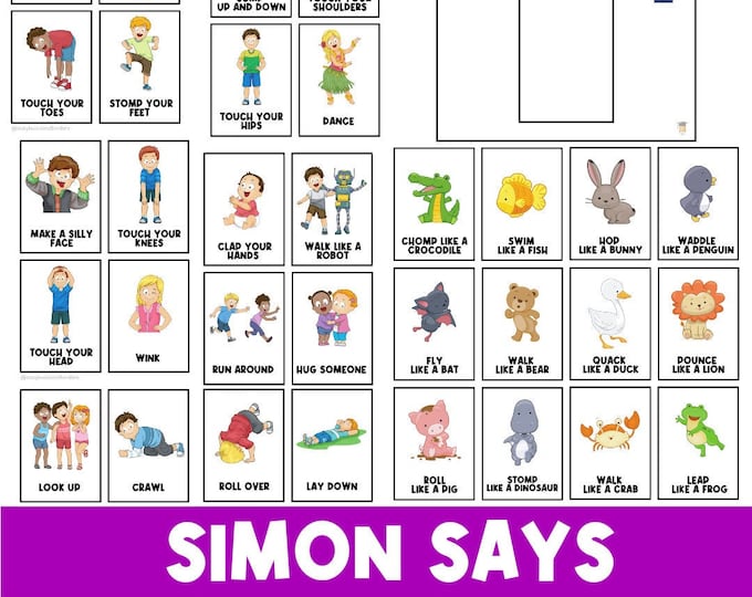 SIMON SAYS | Movement | Kids Exercises | Flash Cards for Kids | Yoga ...