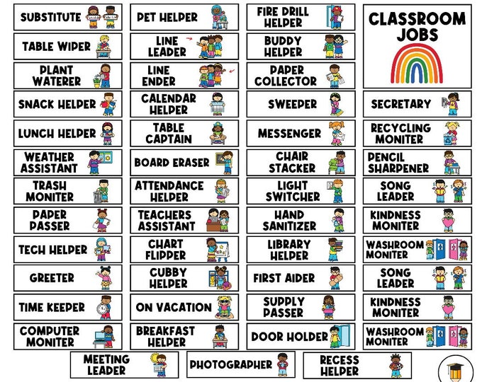 45 Classroom Jobs | Classroom Visual Task Cards | Classroom Decor ...