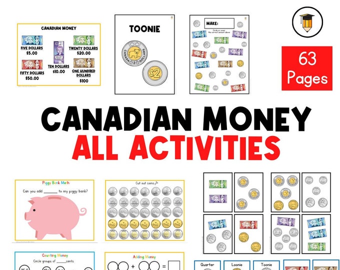 Canadian Money Addition - Matching Money to Value - Digital Print ...
