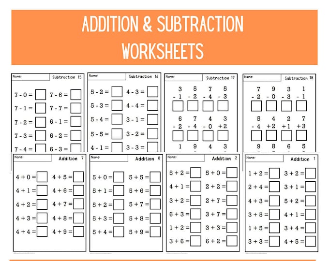 Kindergarten Math Worksheets | Addition Worksheets | Subtraction ...