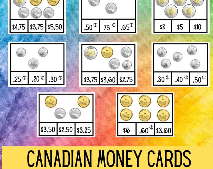 Canadian Money Addition - Matching Money to Value - Digital Print ...