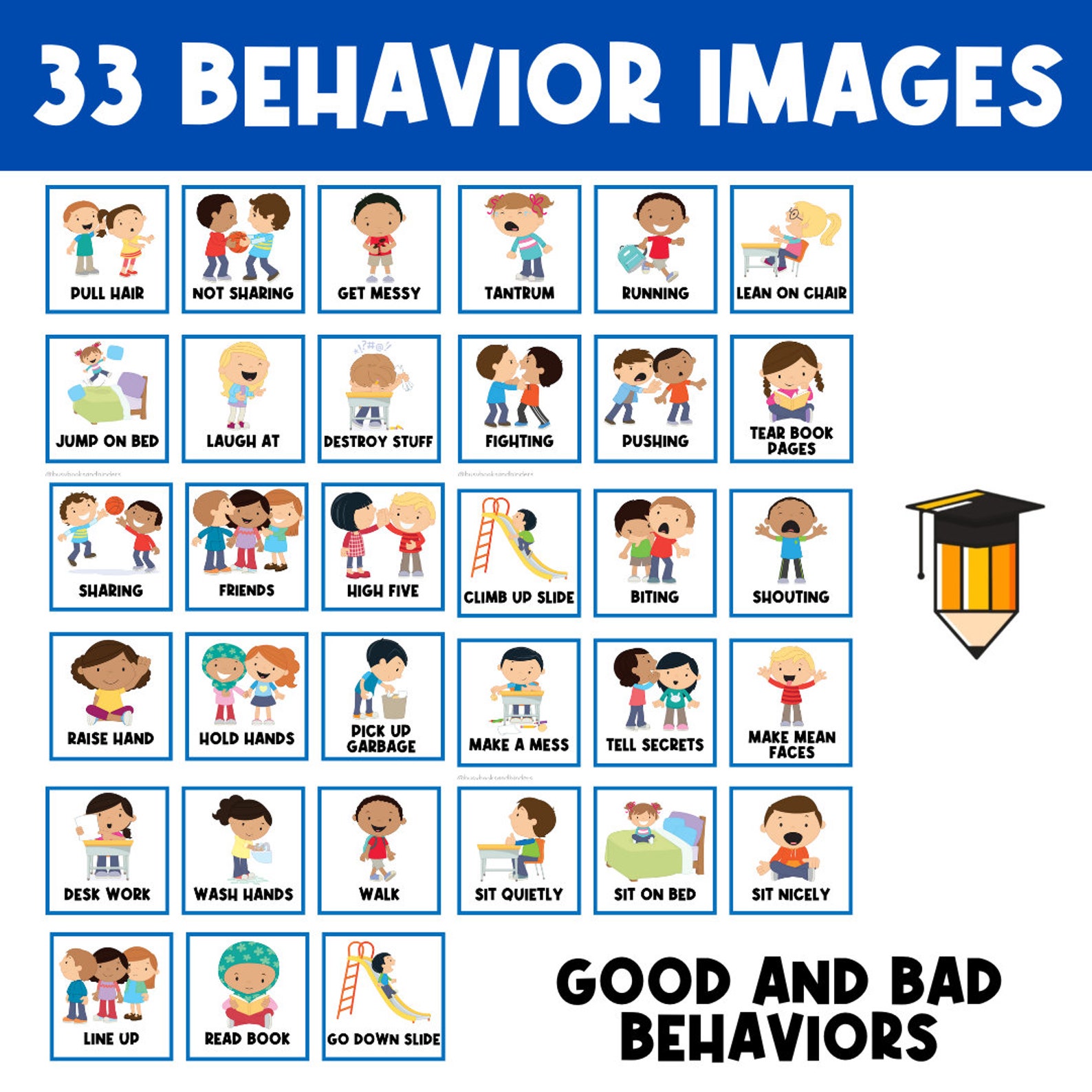 72 BEHAVIOR Picture Cards | First Then Visual Aid | Toddler | Behavior ...