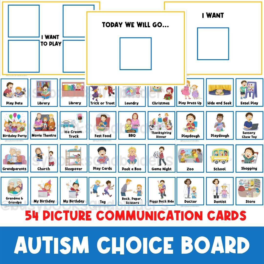 4 BOARDS + 54 PICTURE CARDS | Events and Places | First Then Visual Aid ...