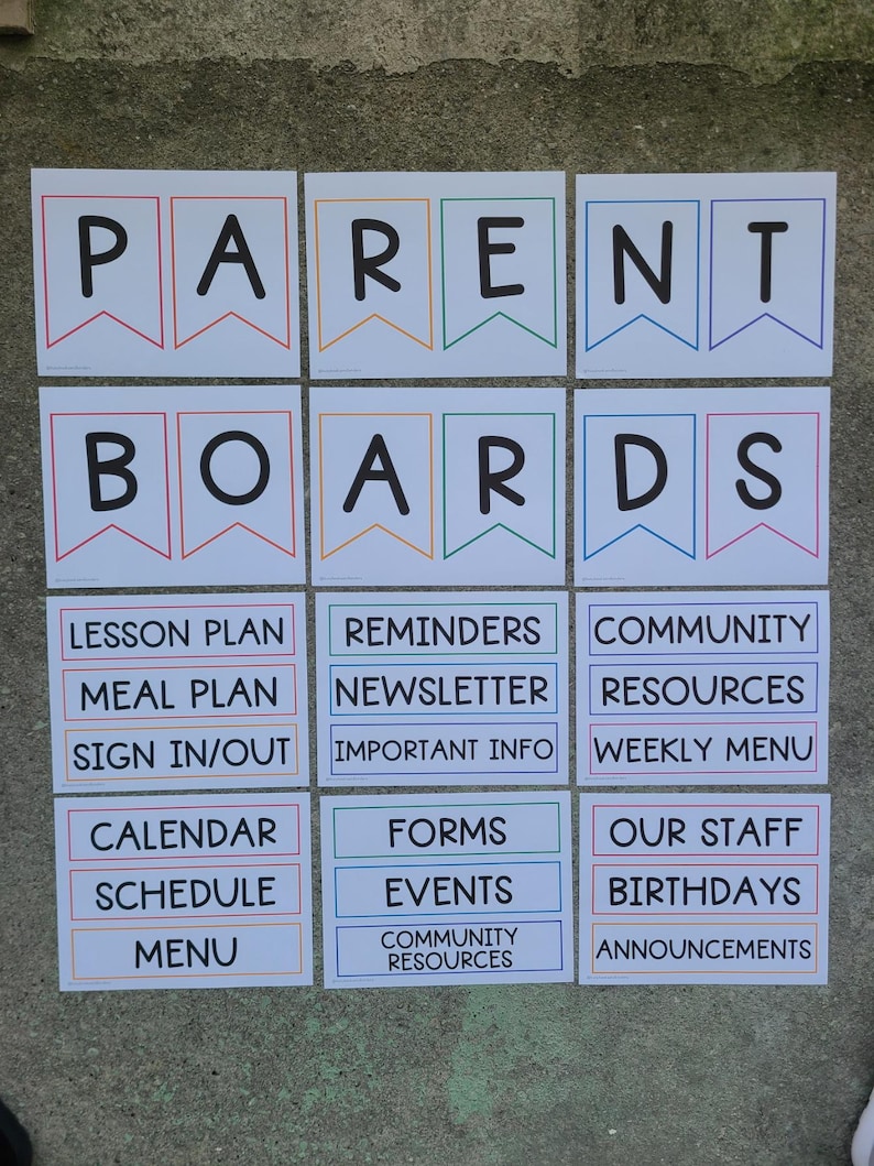 Parent Board Banner | Childcare Organization | Visual Schedule | Parent ...