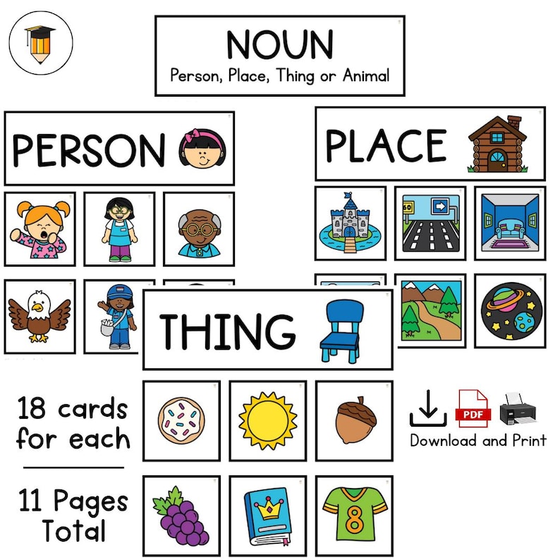 NOUN SORTING | Nouns Picture Cards | Language | Vocabulary | Printable ...