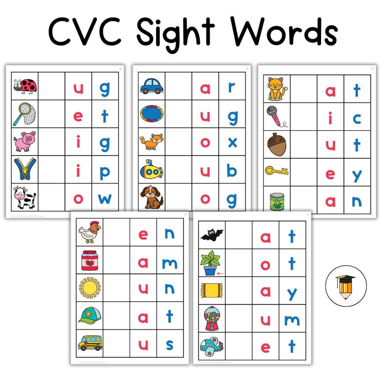 CVC Sight Word Practice Preschool Writing Vocabulary Sight Words Flash ...