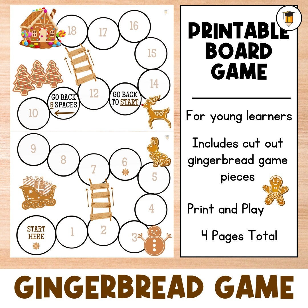 Gingerbread Board Game | Christmas Game | Printable Game | Christmas ...