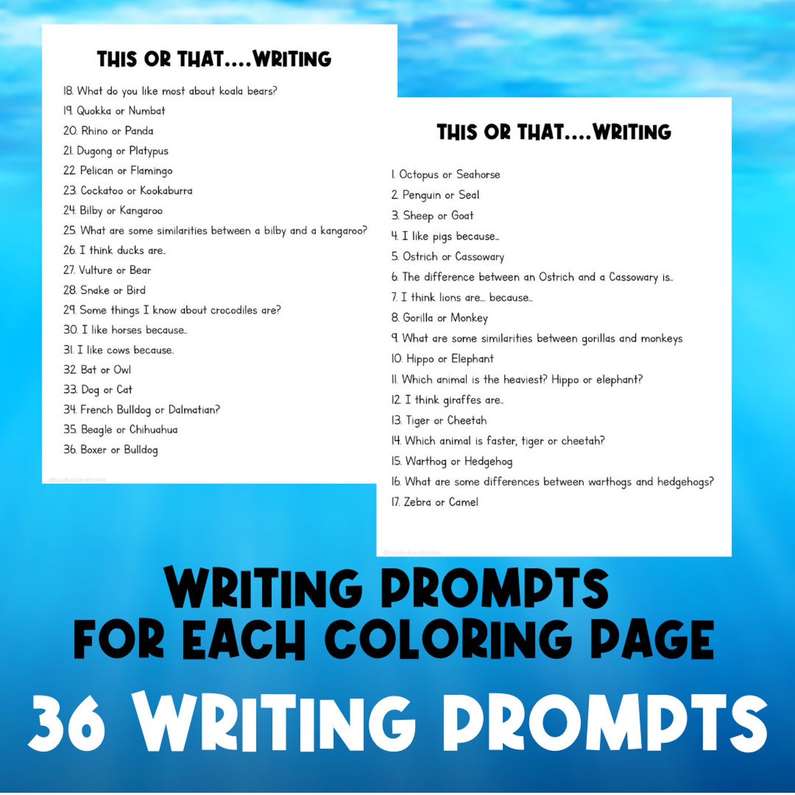 ANIMAL COLORING PAGES | Writing Worksheet | Coloring Activities | Sea ...