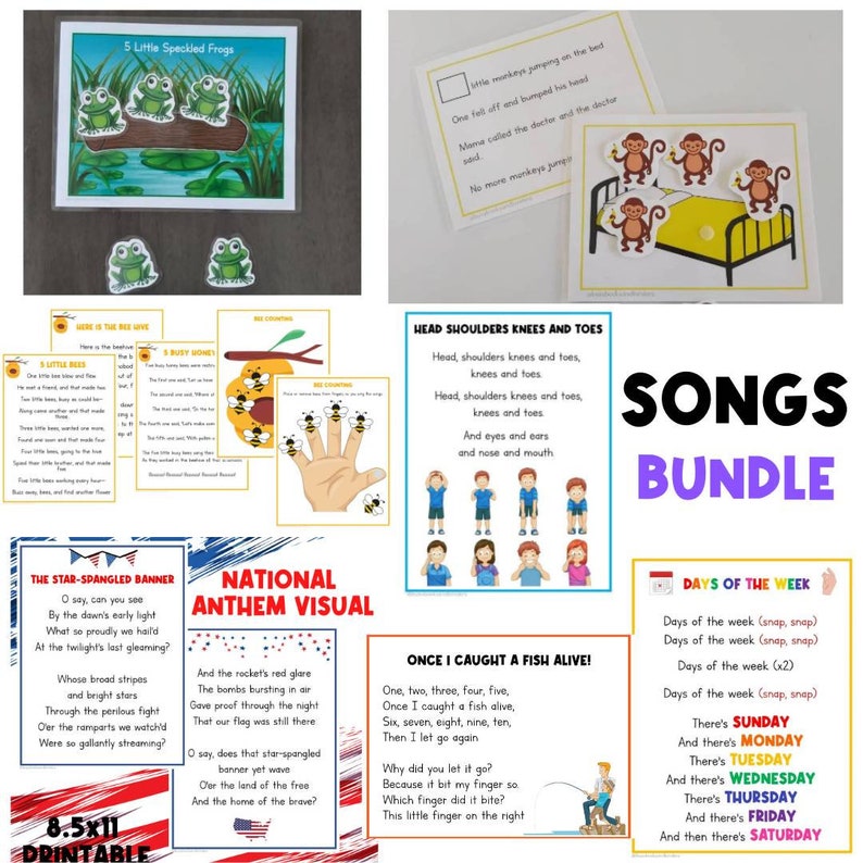 NURSEY RHYMES BUNDLE Song Lyrics Toddler and Preschool - Etsy