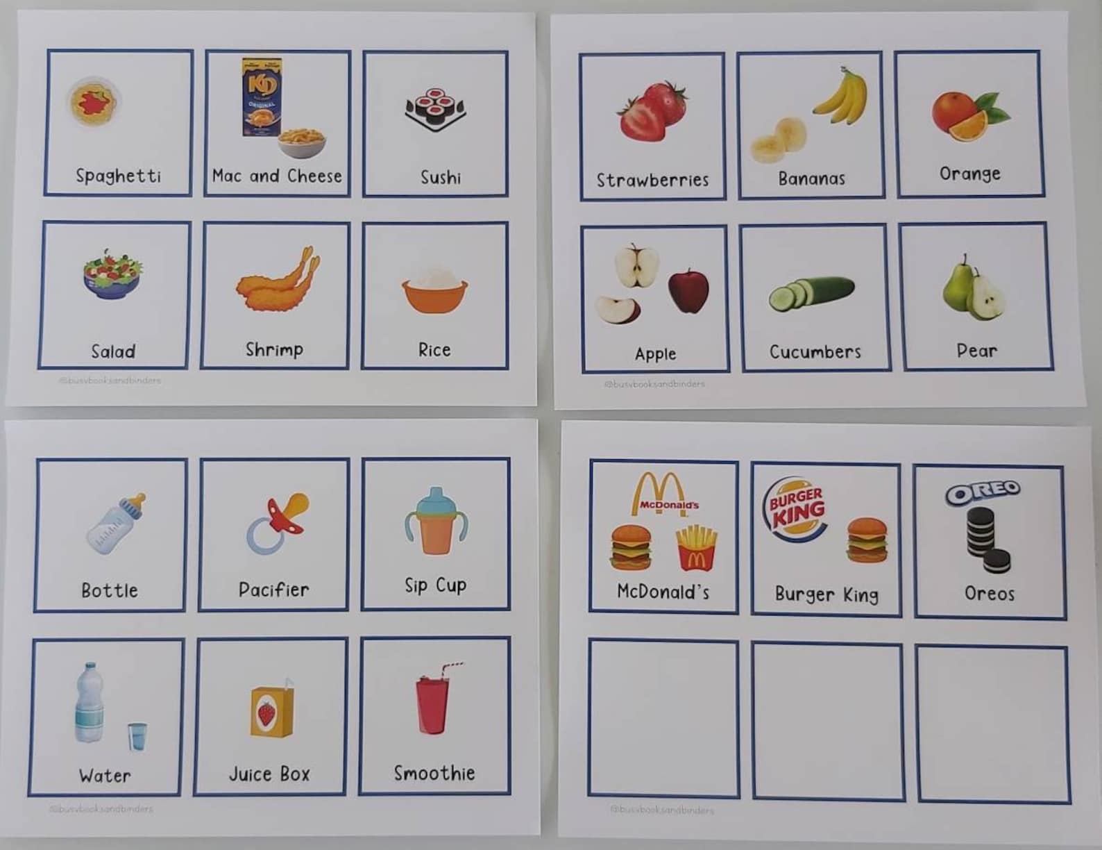 1 BOARD + 45 PICTURE CARDS | Food Choice Board | Food Pics | Visual Aid ...