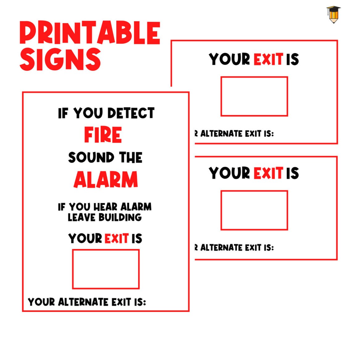 FIRE SAFETY | Fire Drill Routine | Classroom Signs | Classroom ...