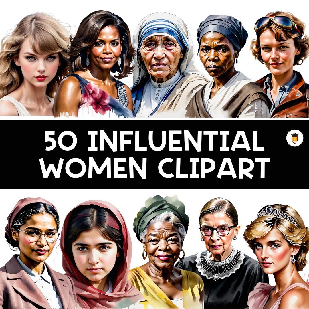51 Famous Women Clipart | Women's History Month Decor | PNG Image Files ...