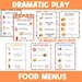 Printable Food Menus | Dramatic Play | Restaurant Menu | Shopping ...