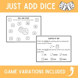 Roll and Cover | Dice Math Games | Preschool | Kindergarten | Math ...