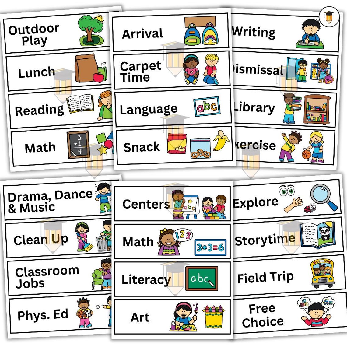 Class Schedule Cards | Calendar | Daily Schedule | Visual Schedule ...