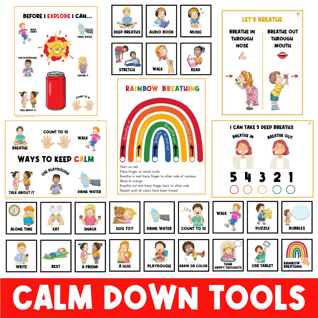 CALM DOWN STRATEGIES | Deep Breathing | Grounding | Poster | Coping ...