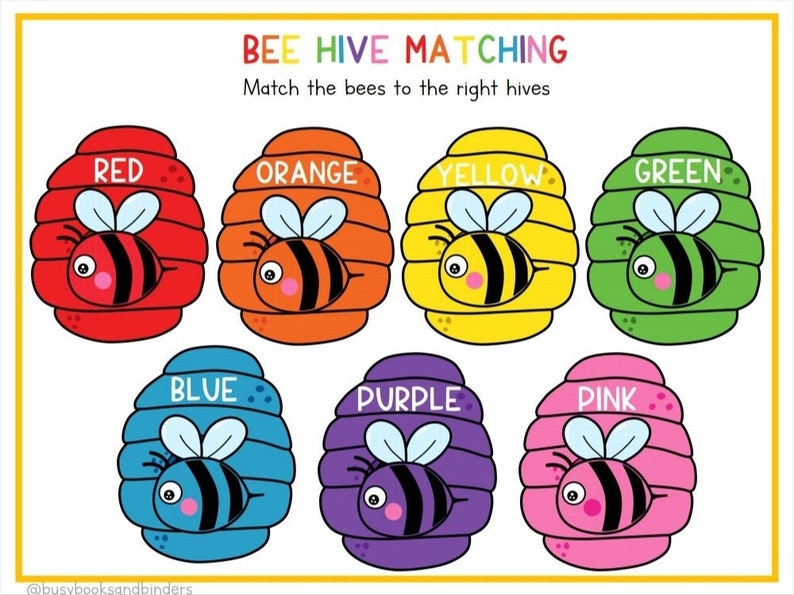 Color Matching Sorting Activities Bees Learn Colours | Etsy