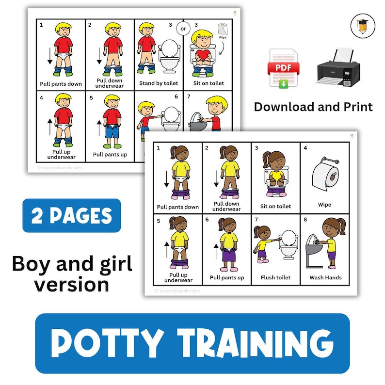 TODDLER POTTY CHART Visual Aid Chart Preschool Toilet Training Task ...