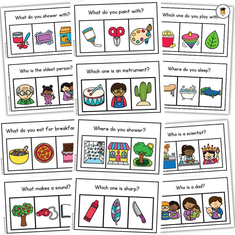50 WH Questions | Functions Task Cards | Which One | Speech Therapy ...