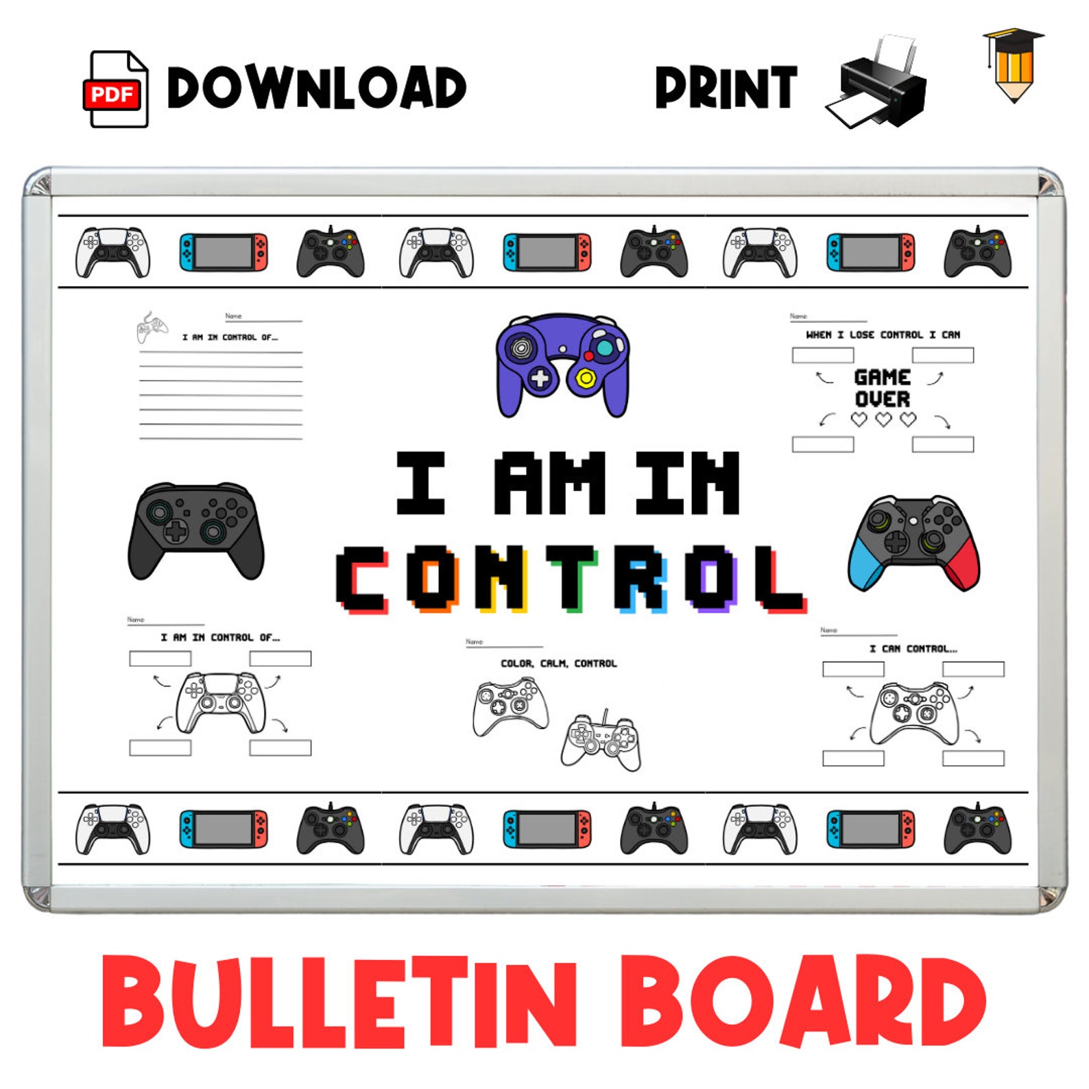 VIDEO GAME Bulletin Board | Classroom Decor | Gamer Display | Printable ...