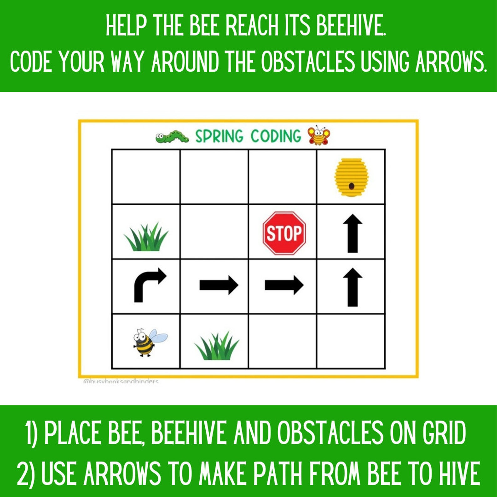 Coding for Kids | Directional Coding | Coding Worksheets | Spring Busy ...