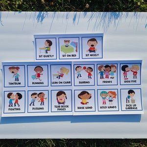 72 BEHAVIOR Picture Cards | First Then Visual Aid | Toddler | Behavior ...